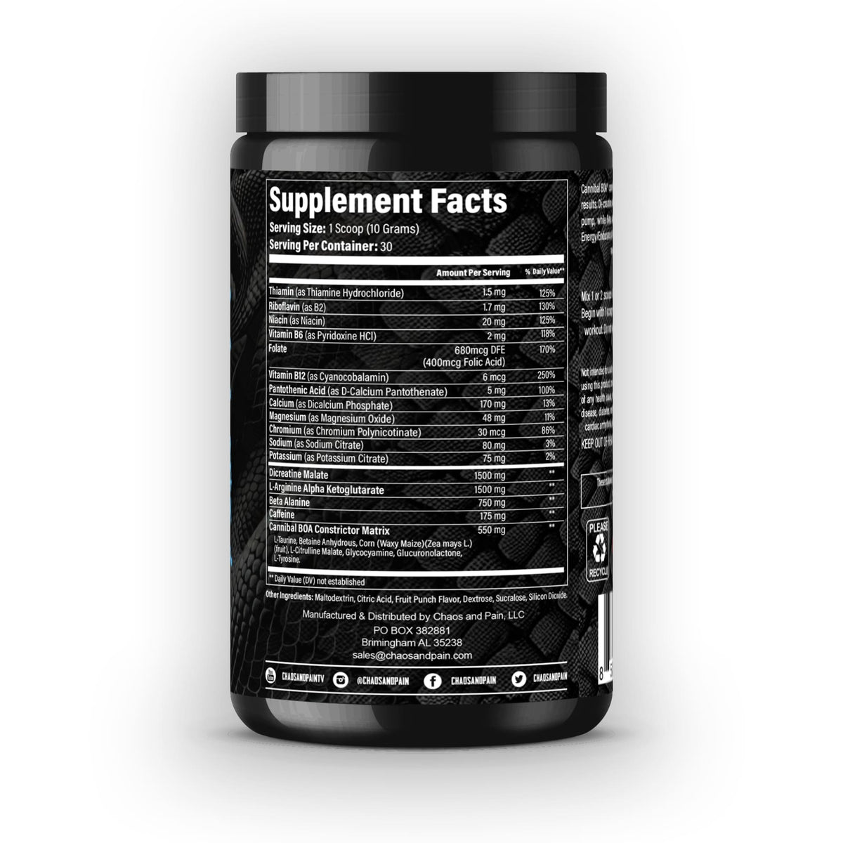 Cannibal BOA Serpent Strike Pre-Workout - Chaos and Pain