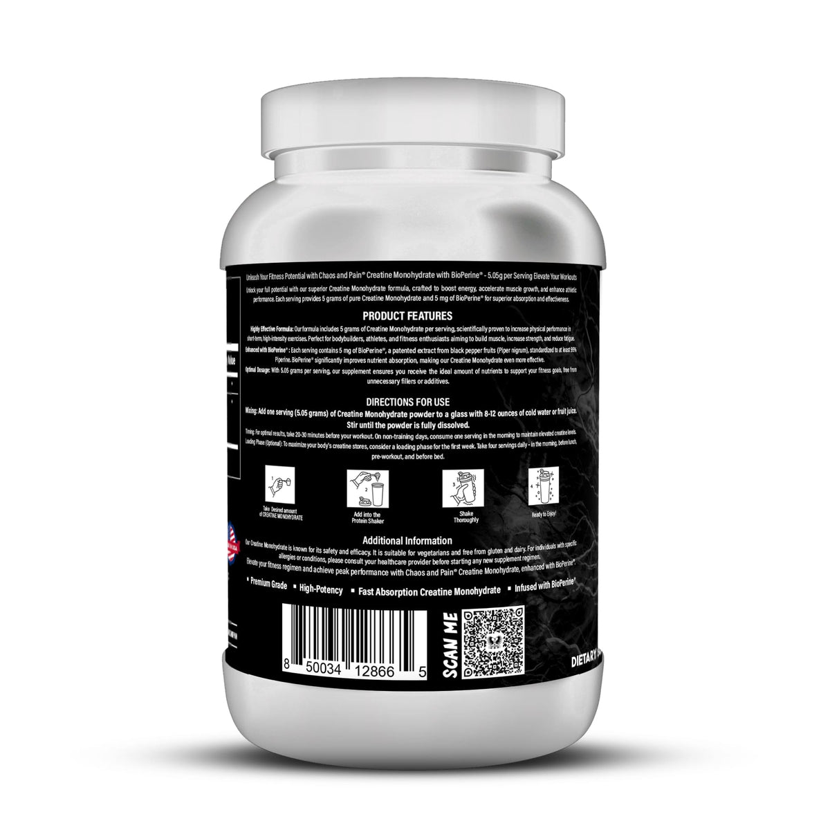 Creatine Monohydrate with BioPerine - Chaos and Pain