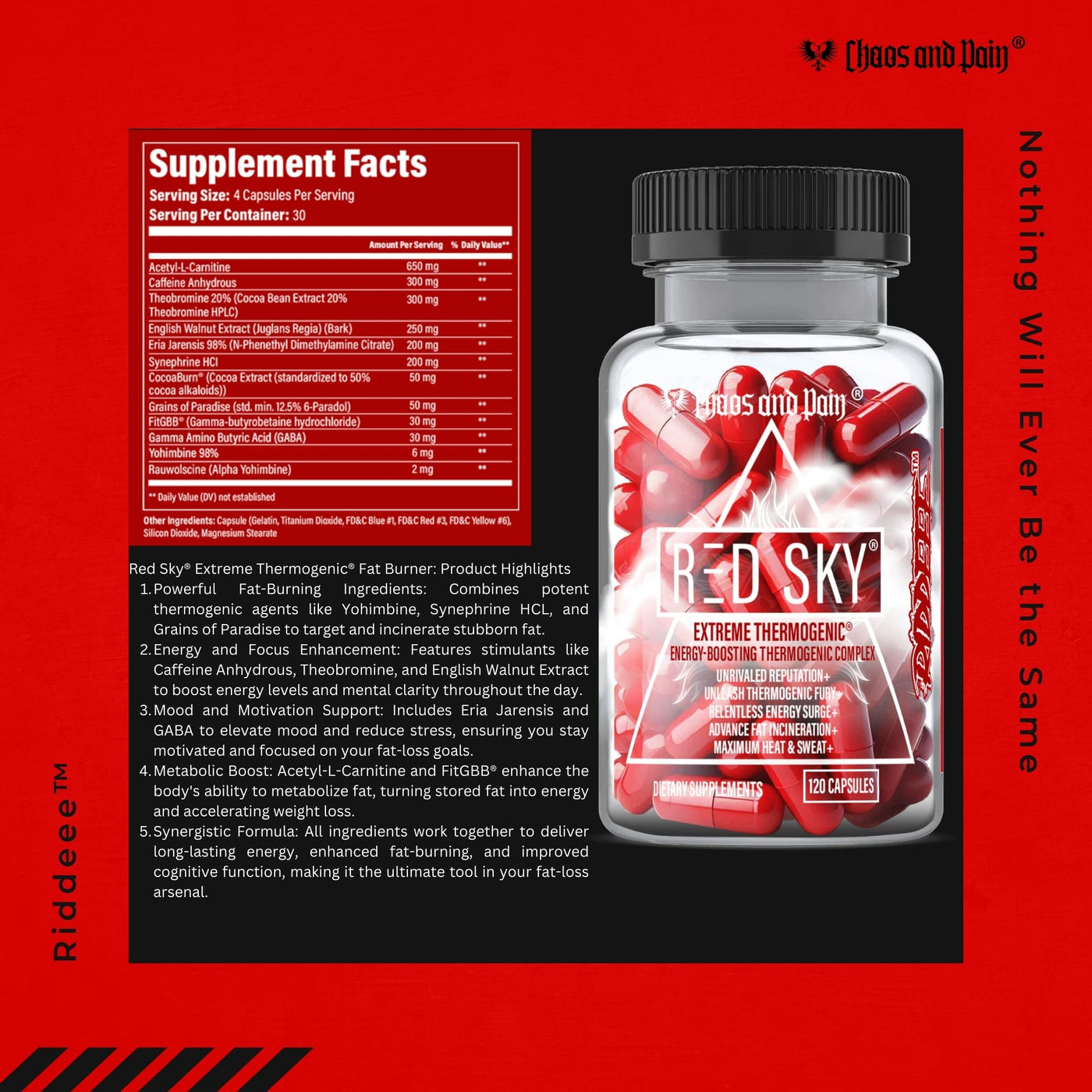 Red Sky Fat Burner - Extreme Thermogenic - Chaos and Pain