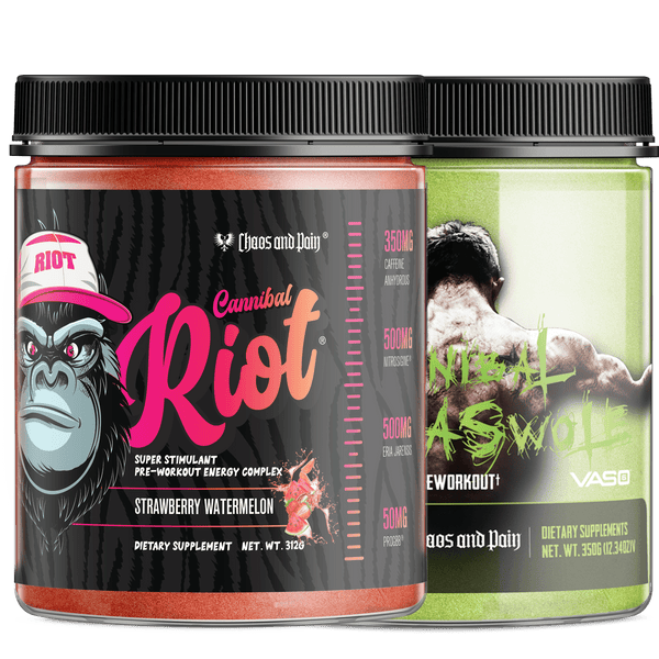 Cannibal Riot Pre-Workout + Cannibal Permaswole Stim-Free Pump - Chaos ...